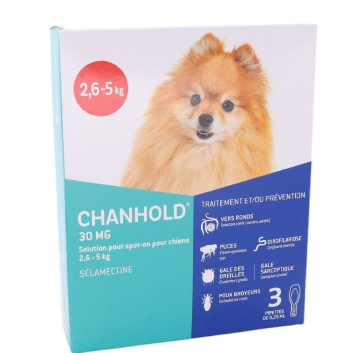 Clément Thékan Chanhold 30 mg Chien 2,6-5 kg – Antiparasitaire