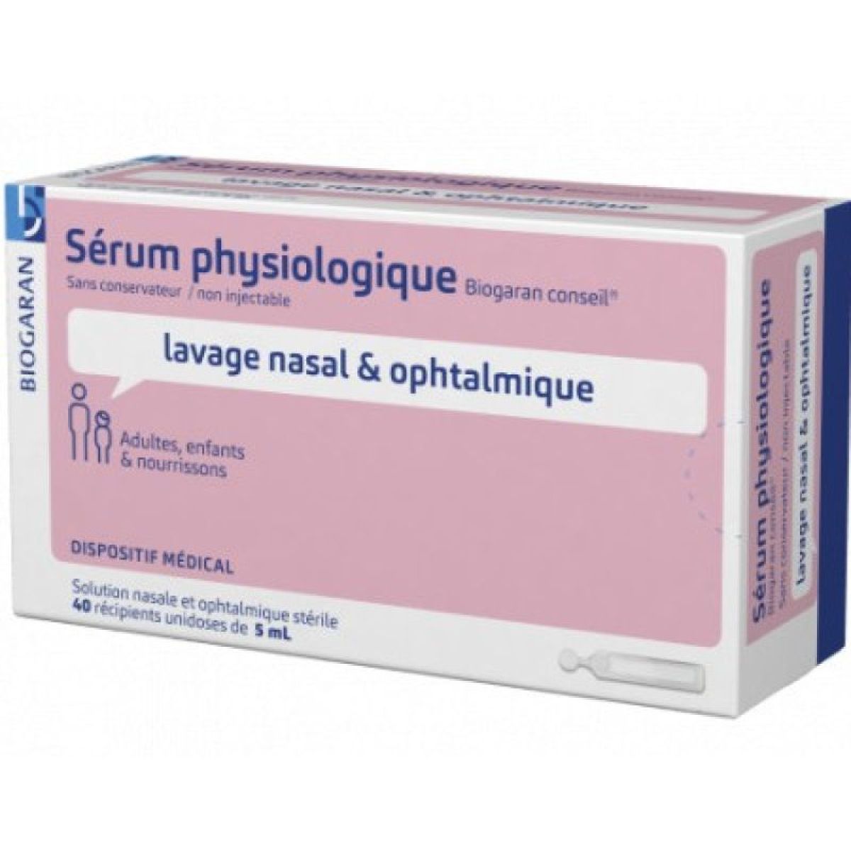 Biogaran-Serum physiologique lavage ophtalmique et nasal 40 x 5ml